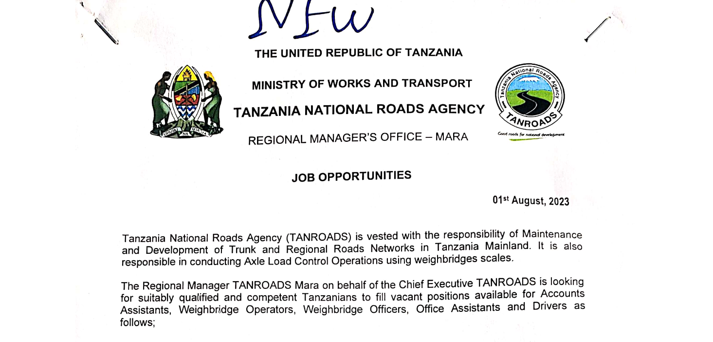 38 Various Job Vacancies at TANROADS Mara