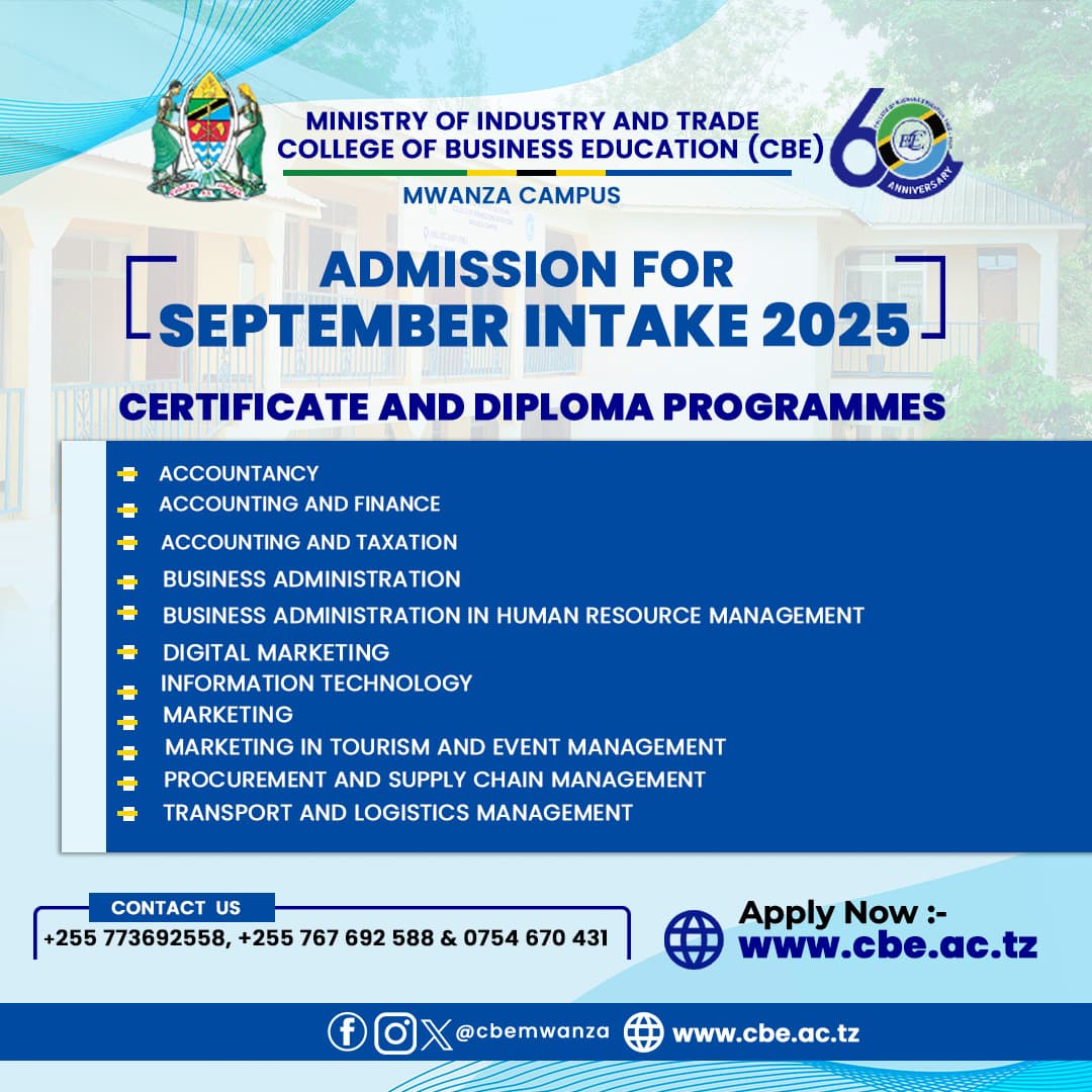 Ada na Kozi zinazotolewa Chuo cha CBE, Sifa za Kujiunga 2025